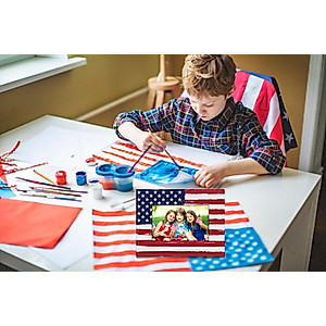 PETCEE American Flag Picture Frame Independence Day Wooden Photo Frame 4th of July Picture Frame Veterans Day Gift American Star Patriotic Desktop Decoration Christmas Memories Day Gift Supplies