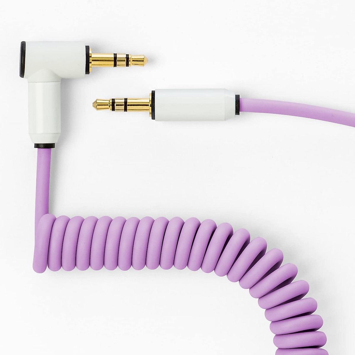 MyVolts Candycord OP-1 / OP-Z Special Audio Cable, Straight Mini Jack to Angled Mini Jack, Curly 65cm to 90cm, Jellybean Purple Colour