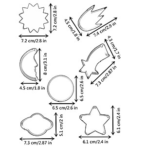 Planet Series Cookie Cutter Set of 7 pcs, Stainless Steel Universe Outer Space Fondant Cutters Set Pastry Biscuit Baking Clay DIY Molds for Kids
