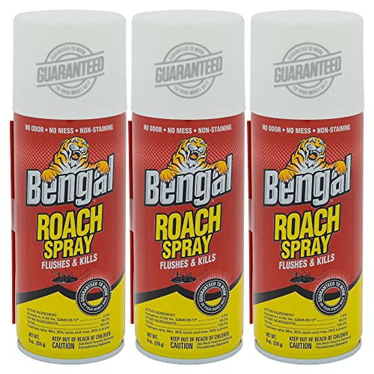 Bengal Roach Spray, Odorless Stain-Free Dry Spray, 3-Count, 9 Oz. Aerosol Cans