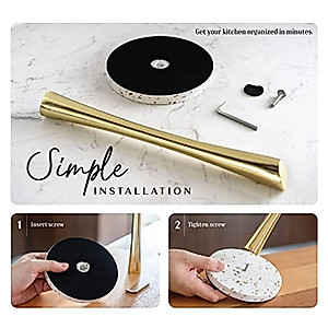 Zasu Marble Paper Towel Holder Gold Countertop, Kitchen, Toilet, Pantry and Bathroom Standing Paper Towel Roll Holders with Marble Base for Standard or Jumbo-Sized Roll Holder (Gold/Marble)