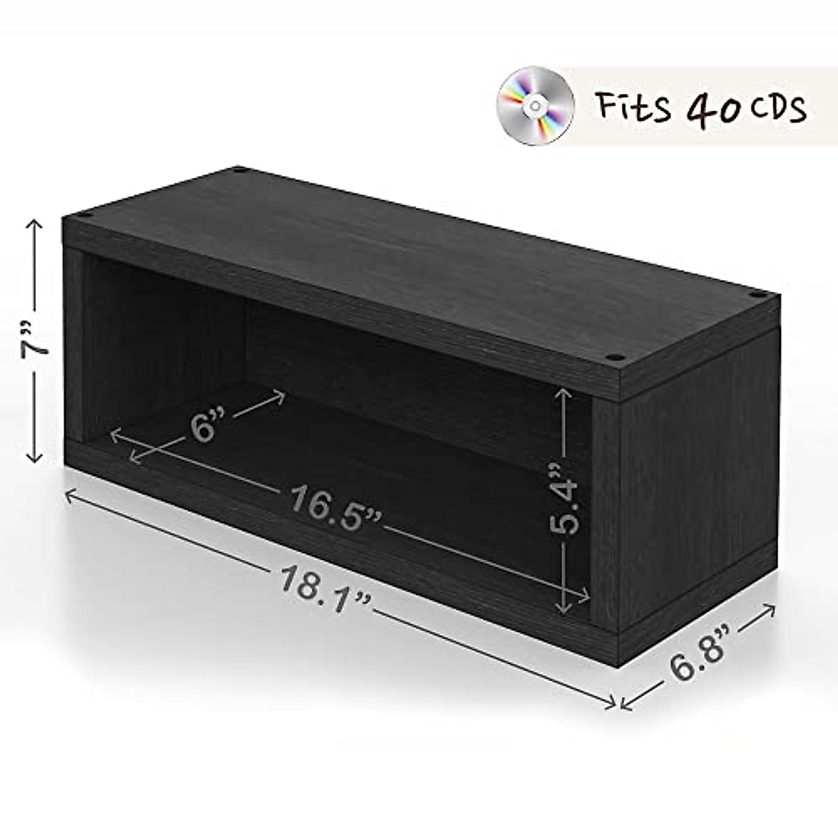 Way Basics Media Storage CD Rack Stackable Organizer - Holds 40 CDs (Black)
