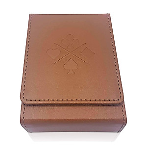 Luck Lab Single Deck Leather Playing Card Case/Holder - Fits Poker and Bridge size cards (Brown)