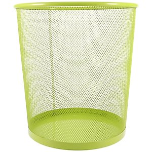 Ciieeo Green Mesh Trash Cans Mesh Office Trash Can Open Top Metal Wire Wastebaskets Waste Basket for Near Desk Garbage Can Recycling Garbage Container Bin 26.5x28cm
