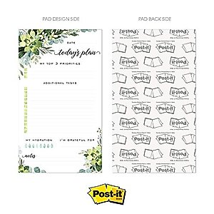 Boho Greenery Sticky Note Daily to-Do Planner - 50 Pages for Daily Tasks, Notes, Scheduling and Water Intake (6" x 10")