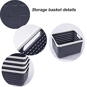 ANNIYA Plastic Storage Bin Baskets, Toilet Paper Basket for Bathroom, Plastic Organizer Shower Caddy with Handles for Living Room (Blue 2 Pack)