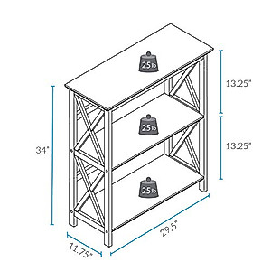 Casual Home 3-Shelf Montego Bookcase, White