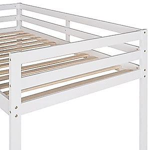 GAOWEI Twin Loft Bed with Slide and Ladder for Kids, Loft Bed, Twin Wood Kids Bed with Slide Multifunctional Design,Wood Low Profile Kids Mini Loft Bed Twin Size with Ladder (White)
