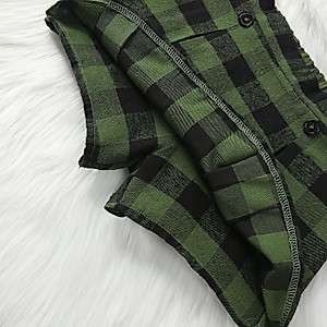 Baby Girl Plaid Skirt Sets Long Sleeve Crew Neck Buttons Jacket Coat A Line Short Shirt Spring Fall Winter Fashion (Green, 3 Years)