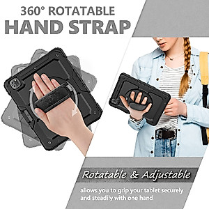 CASZONE Case for iPad Pro 12.9 Case 2022/2021/2020,iPad Pro 12.9 6th/5th/4th Generation Case with Pencil Holder Charger,360ｰRotating Stand,Screen Protector,Hand/Shoulder Strap,Heavy Duty