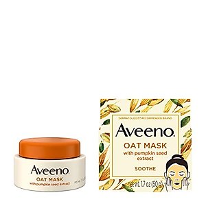 Aveeno Oat Face Mask with Soothing Pumpkin Seed Extract and Feverfew Extract, to Rebalance and Hydrate Skin, Paraben Free, Phthalate-Free, 1.7 oz