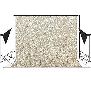 White Gold Abstract Photography Backdrop Golden Spots Shinning（Not Glitter Background Weeding Baby Shower Newborn Baby Portrait Photo Studio Props White Gold Christmas Abstract Bokeh Background 7x5ft
