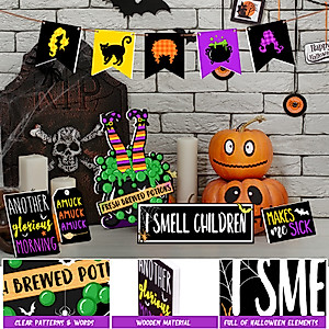 49PCS Halloween Tiered Tray Decor Farmhouse Rustic Tiered Tray Set 10Pieces Halloween Wooden Signs Halloween Decorations for Indoor Home Table Room Kitchen House, Tray Not Included