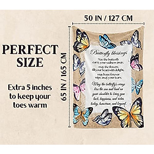 InnoBeta Butterfly Gifts for Women, Girls - Inspirational Butterfly Themed Gifts for Adult - Butterfly Blanket for Birthday, Christmas - Butterfly Blessings - Flannel Plush Blanket - 50"x 65"