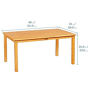 ECR4Kids 24in x 48in Rectangular Hardwood Table with 22in Legs, Kids Furniture, Honey