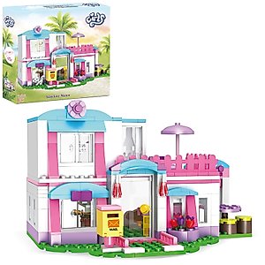 BRICK STORY Dream Girls Friends House Building Sets Beach House for Girls 319 PCS Seaside Villa with Swing Sun Lounger Building Kit Play Set Toys for Kids Aged 6-12