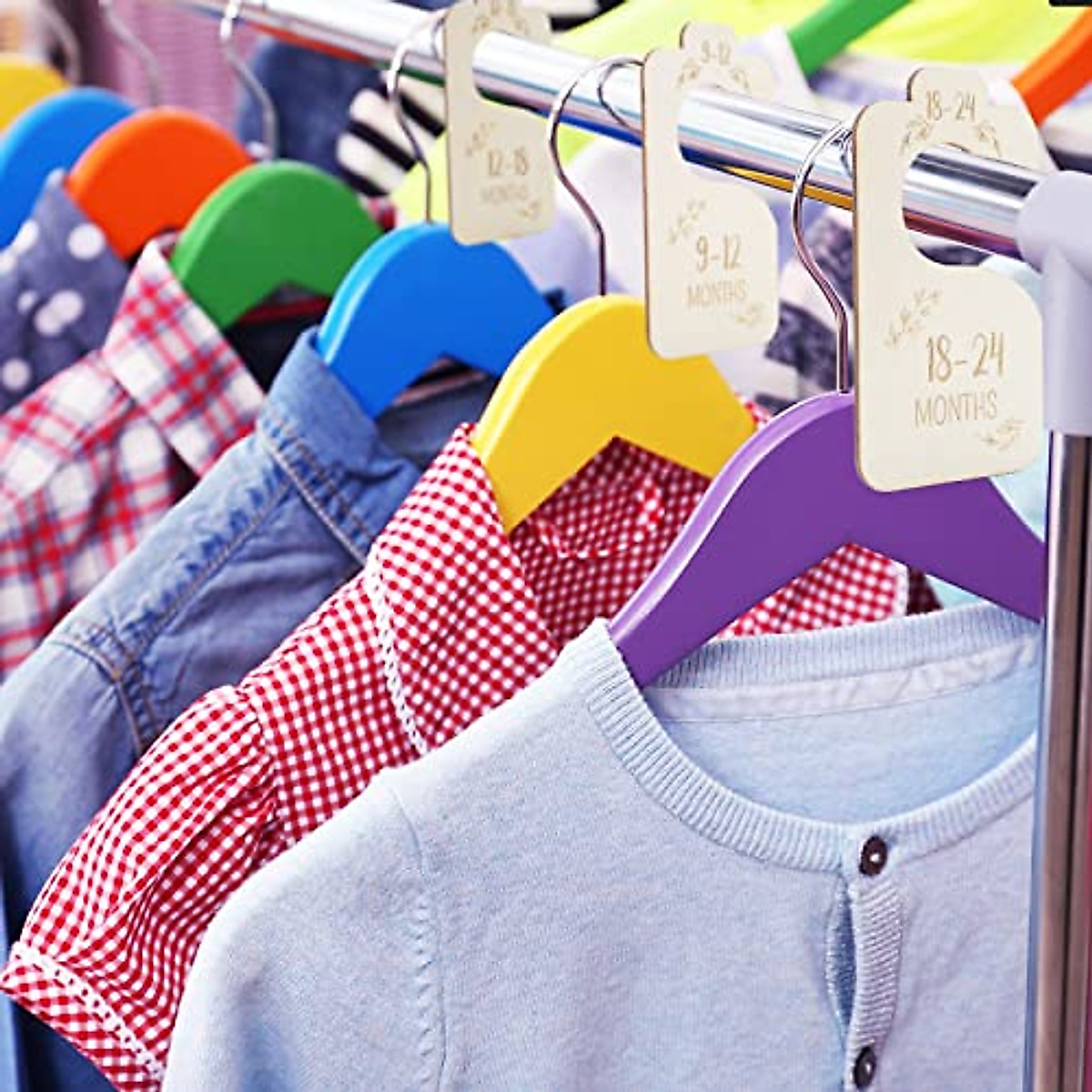 Yinuoday Baby Closet Size Dividers Set of 8 Baby Clothes Organizers Thicken Double Sided Hanging Closet Organizer from Newborn to 24 Months Baby