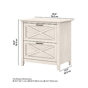 Bush Furniture Key West 2 Drawer Lateral File Cabinet in Linen White Oak | Document Storage for Home Office | Accent Chest with Drawers