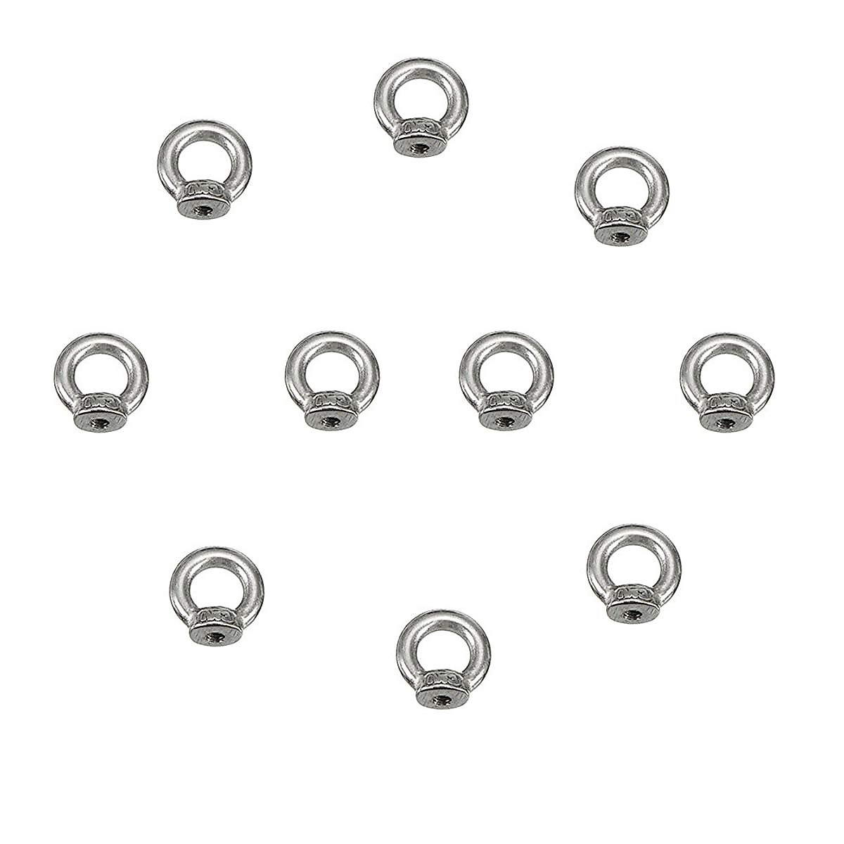 10 PCS 304 Stainless Steel M3 Thread Dia Ring Shape Eyed Bolt Lifting Eye Nut Fastener