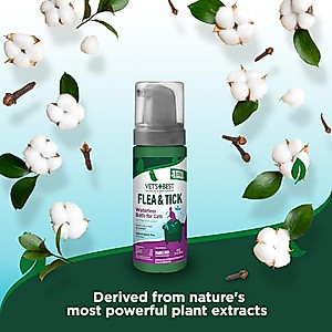 Vet’s Best Flea & Tick Waterless Bath for Cats – Cat Waterless Bath – Cotton Spice Scent – Natural Flea and Tick Prevention – Kills Fleas & Ticks on Contact – 5oz