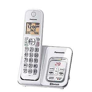 Panasonic KX-TG833SK1 Link2Cell Bluetooth Cordless Phone W/Voice Assist 3 Handsets (Renewed)
