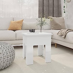 QJBSAVVA Coffee Table High Gloss White 15.7"x15.7"x16.5" Engineered Wood,Floor Standing Table Table for Living Room Cocktail Table Suitable for Meeting Rooms, Reception Rooms, Offices
