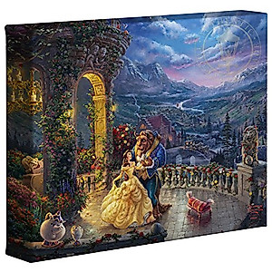 Thomas Kinkade Studios Beauty and the Beast Dancing in the Moonlight 8 x 10 Gallery Wrapped Canvas