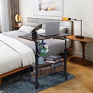 Computer-Desk Office-Desk, Small-Folding Gaming-Laptop Home-Office Desks for Small Spaces, Writing Study Desk Table with Storage for Home Bedroom, Adjustable Height 32×16×25-36 inches