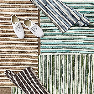 DII Chindi Home Collection Cotton Handwoven Slim Stripe Area Rag Rug, 2x3', Dark Brown