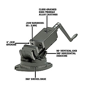 WILTON AMV/SP-100, 2-Axis Milling Vise, 4-Inch Jaw Width, 1-1/2-Inch Jaw Depth (11705)