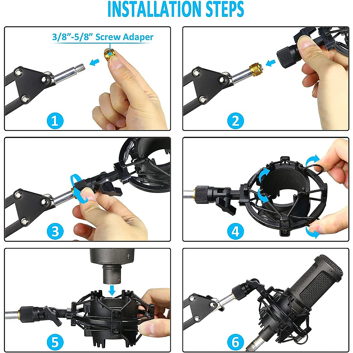 SUNMON AT2020 Shock Mount with Windscreen, Shock Mount Stand with Foam Pop Filter for Audio Technica AT2020 AT2035 AT4040 AT2020USB ATR2500x Condenser Micphone
