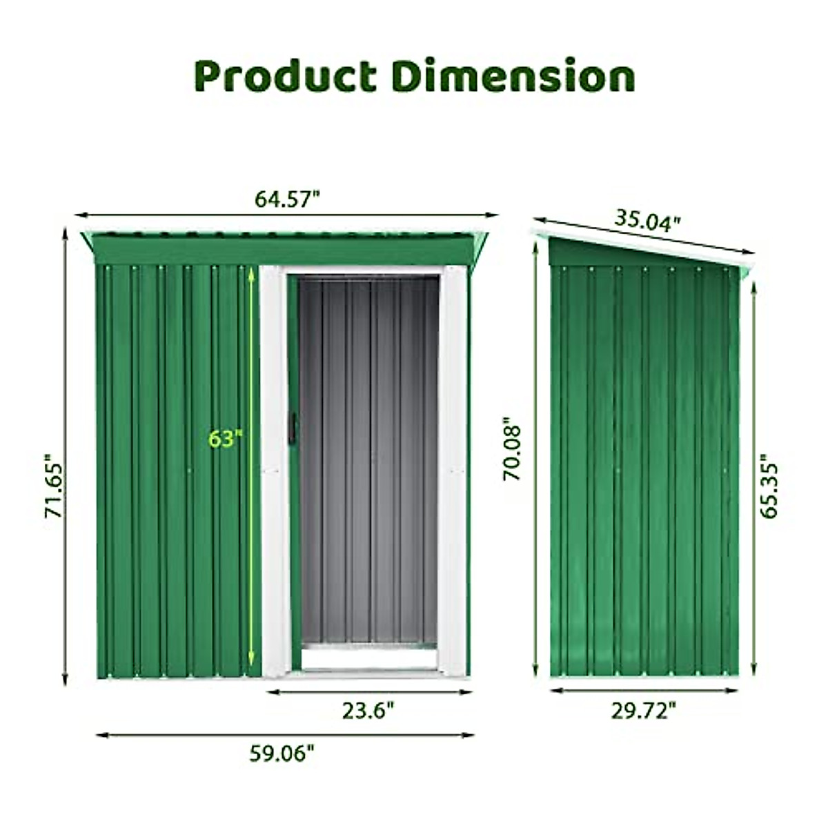 Arlopu 5 x 3 FT Outdoor Storage Shed, Metal Shed with Sliding Door, Waterproof Tool Storage Cabinet, Backyard Patio Lawn, for Bicycle, Garden Tool, Pet House, Utility Room (Dark Green)