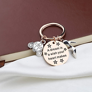 PLITI Goddaughter Gift A Dream Is A Wish Your Heart Makes Keychain Inspirational Ladies Girls Graduation Gifts For Her (Dream is ur Heart makes RG)