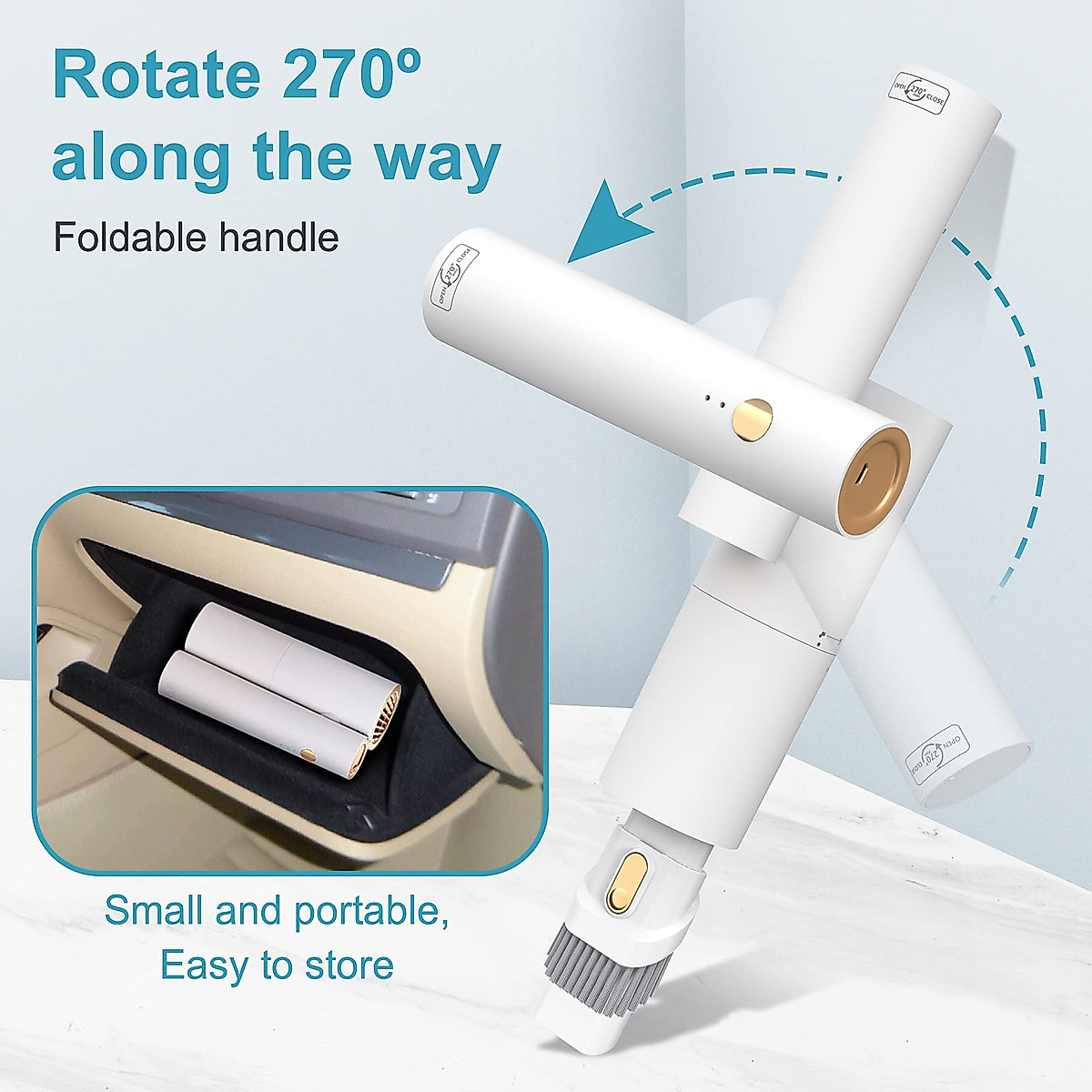 Handheld Vacuum, Mini Vacuum, Hand Vacuum Dust Buster with 8000Pa Strong Suction, 150W High Power, USB Rechargeable 270-Degree Rotatable Cordless Portable Vacuum for Home Office and Car