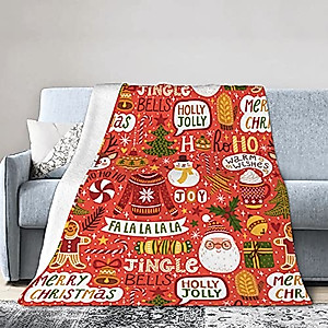 Christmas Santa Claus Reindeer Snowman Blanket Throw Flannel Fleece Ultra Soft Blanket for Couch Sofa Bed 80"X60"