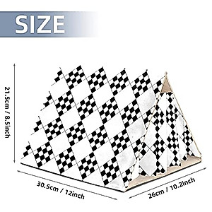 Y-DSIWX Guinea Pig Hideout Cozy Hamster House Cave for Bunny Chinchilla Hedgehog Small Animal Black White Geometric Square Pattern
