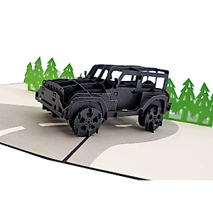 iGifts And Cards Adventure Awaits Jeep 3D Pop Up Greeting Card - Happy Birthday, Congratulations, Fathers Day Gift, Retirement, Exciting, Cool Journey, Cheerful, Fun, Mountain, New Journey