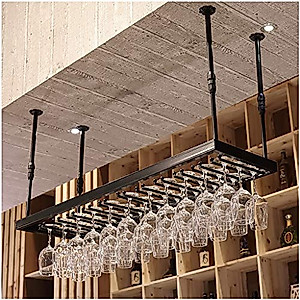 Ceiling Stylish Simplicity Industrial Retro Wine Glass Stylish Simplicity Rack Iron Metal Creative Display Inverted High Glass Rack Bar Restaurant Kitchen Floating Wine Rack Wine Glass Holder (Black