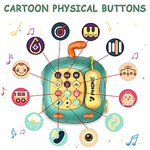 MIGWDPM Baby Phone Toys, Baby Music Toys, Baby Musical Toys Car Toy, Toddler Toys Boys Girls Toy, Kids Pretend Phone, Kids Educational Development Toy, Cute Cat Face Toys with Light, Gift for Children