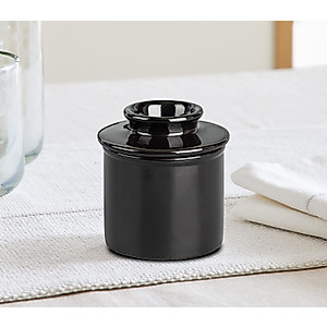 Black Butter Crock With Water Line French Butter Dish Large Butter Keeper Porcelain Butter Cup Campana De Mantequilla