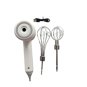 Good Dee's Portable Electric Cordless Handheld Mixer, 3-Speed Adjustable Lightweight USB Rechargeable Hand Mixer Stainless Steel (White)
