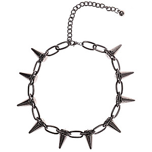 Reaowazo Spike Chokers for Women Choker Goth Necklaces Mens Chain Choker Collar Punk Streetwear Handmade Adjustable Vintage Rivet Jewelry Black