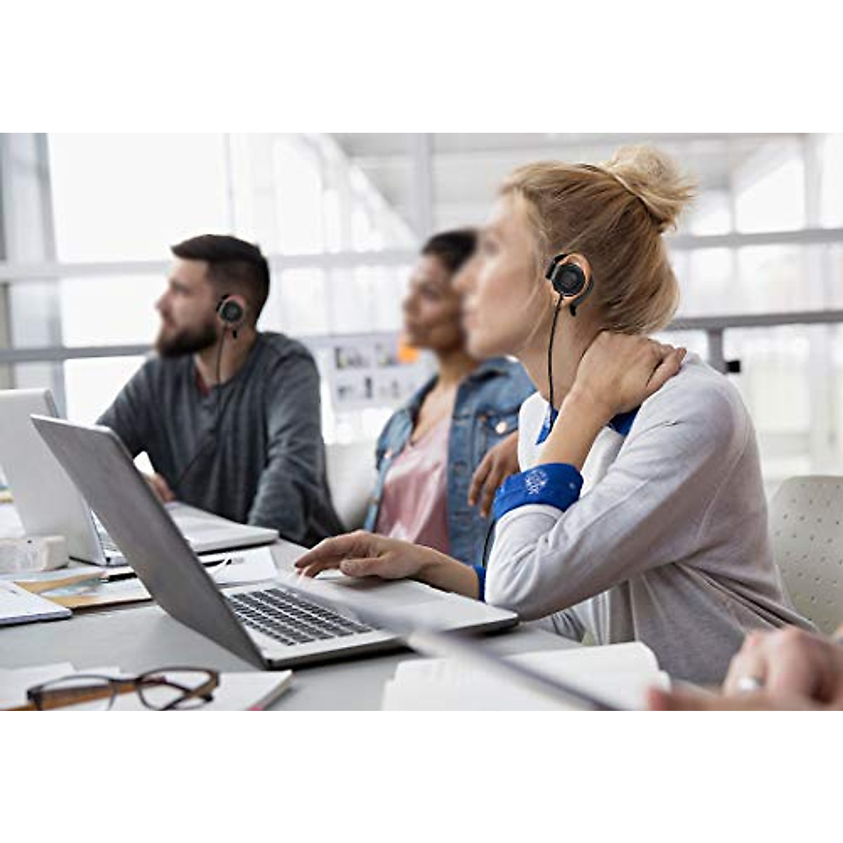 EXMAX 3.5mm Single Side Earphone Earbud One Ear Headphone for EXD-101 ATG-100T ELGT-470 Wireless Tour Guide System Receiver Touring Groups Radio Podcast Laptop MP3/4 Tablet PC Skype YouTube (Left)