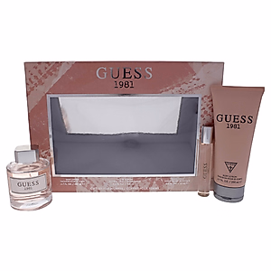 Guess 1981 for Women 3 Piece Gift Set, 3.4oz Eau De Toilette Spray + 0.5oz Eau De Toilette Spray + 6.7oz Body Lotion