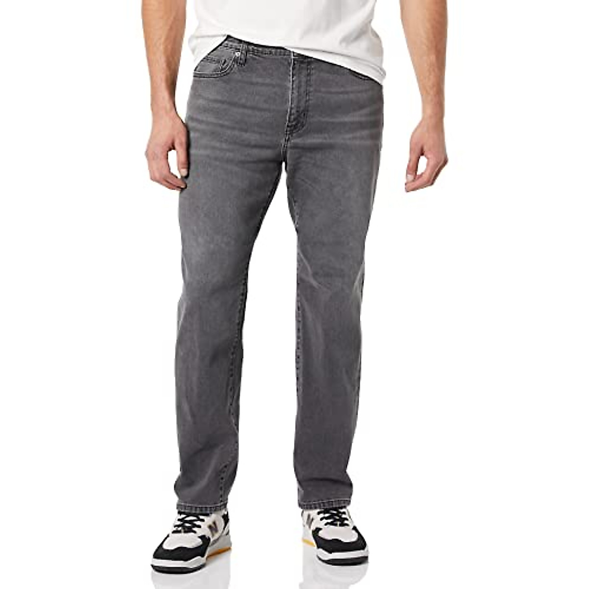 Amazon Essentials Men's Straight-Fit Jean, Washed Grey, 34W x 33L