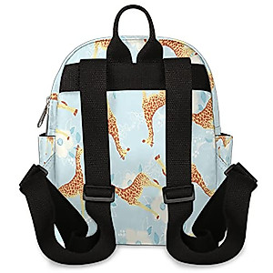 Giraffe Flower Mini Backpack Purse for Women, Animal Giraffe Small Fashion Daypack, Casual Lightweight Bag