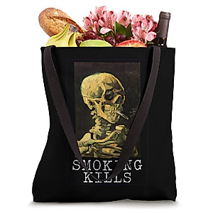 Skull of a Skeleton with Burning Cigarette. Van Gogh Smoking Tote Bag