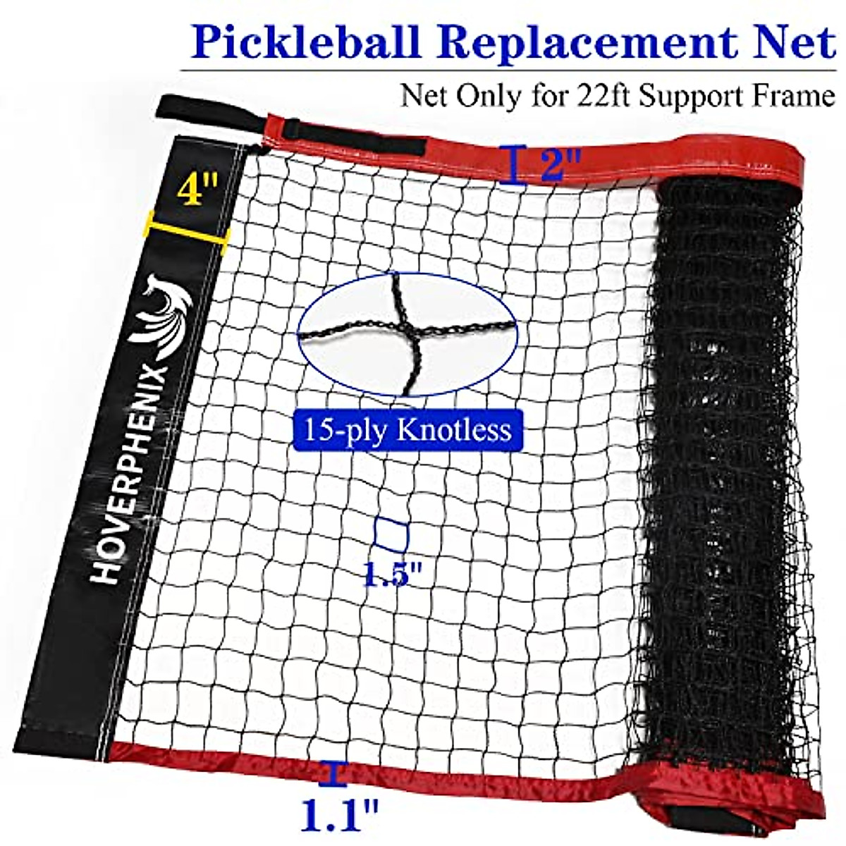 Pickle Ball Replacement Net 22ft x 3ft for Indoor and Outdoor Fits for Most Free-Standing Pickle Ball Frame Come with 4 Outdoor Pickle Balls (Net Only)