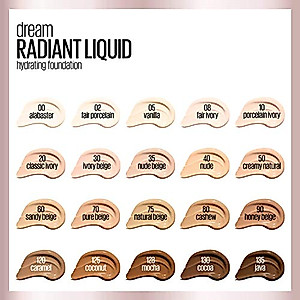 Maybelline Dream Radiant Liquid Medium Coverage Hydrating Makeup, Lightweight Liquid Foundation, Natural Beige, 1 Count