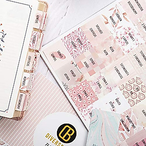 DiverseBee Laminated Bible Tabs for Women (Large Print, Easy to Read), Colorful Bible Journaling Book Tabs, Christian Gift, 66 Bible Tabs Old and New Testament, Includes 11 Blank Tabs - Rose Theme